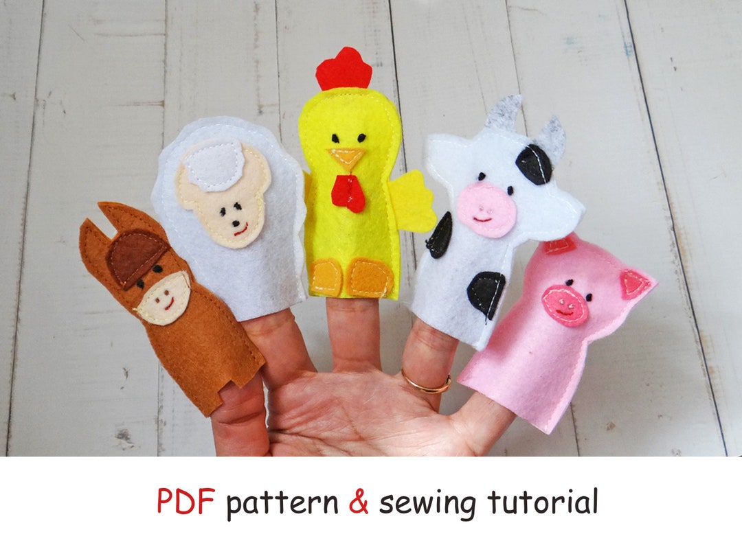 Farm Finger Puppets PDF Template for Felt Animal Puppets, Farm Animals ...