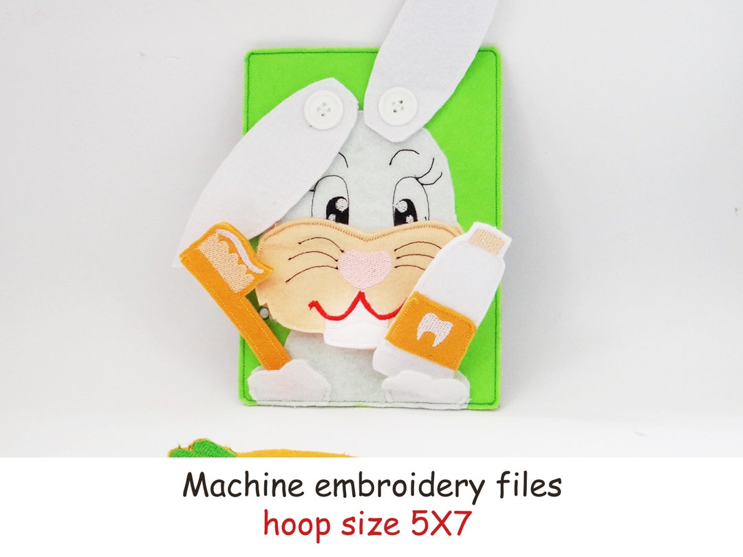 Machine Embroidery Quiet Book - Bunny Care Felt Busy Book Page Design ...