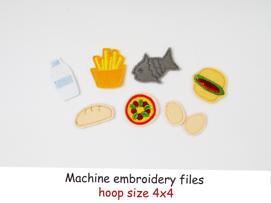 Machine Embroidery Food Set, Pizza Design, Pretend Play Felt Food ...