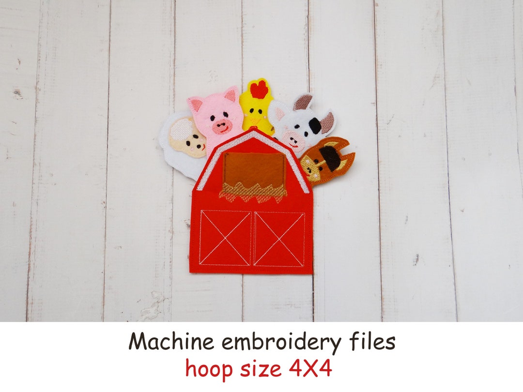 Farm Animal Finger Puppet Embroidery Design: Felt Barn Playset (digital ...