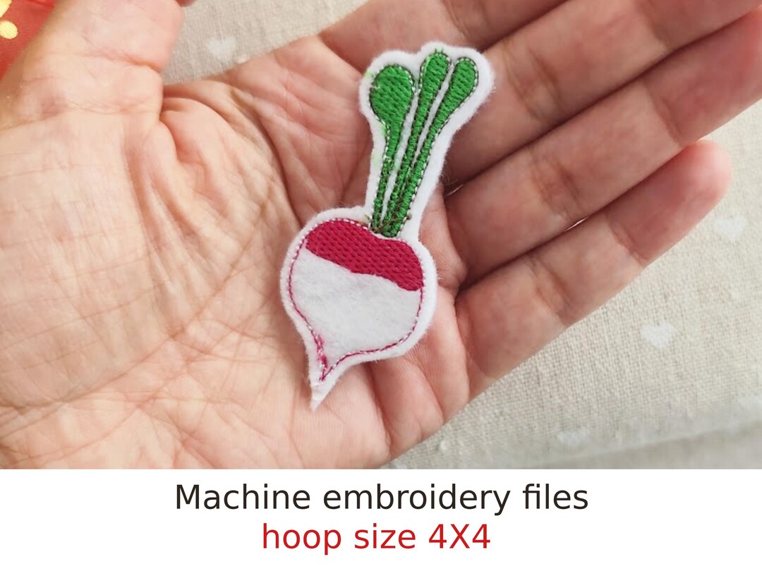 Turnip Embroidery Design for Pretend Play Food Set Green Vegetable ...