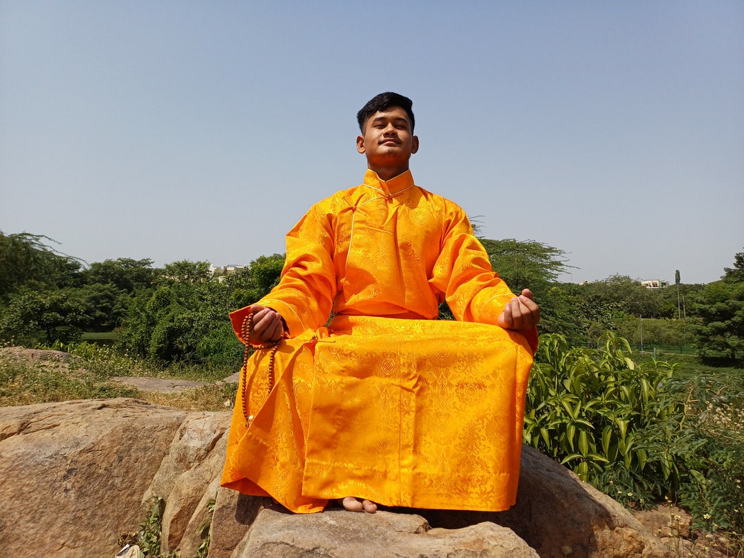Long Layman Brocade Fabric Buddhist Meditation Robe,buddhist Monk Robe ...