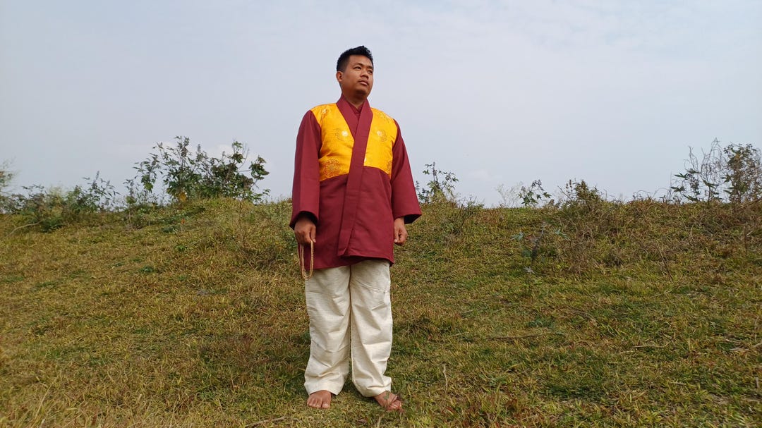 Tibetan Buddhist Monk Thick Cotton Brocade Meditation Jacket/dhonka ...