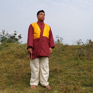 Tibetan Buddhist Monk Thick Cotton Brocade Meditation Jacket/dhonka ...