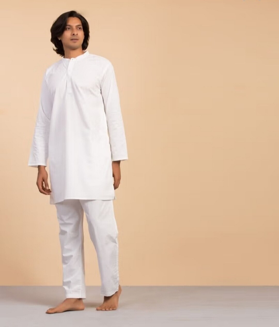 YOGI Mens Indian Khadi Cotton Yoga and Meditation Cloth Set, Natural ...