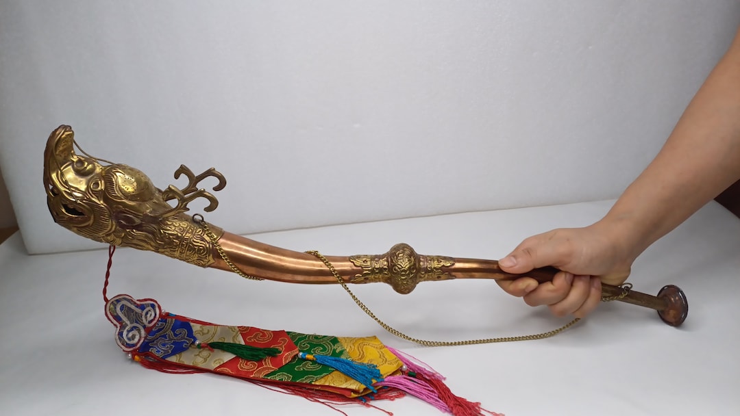 Vintage Rare Tibetan Buddhism Ritual Instrument Copper Trumpet,sacred ...