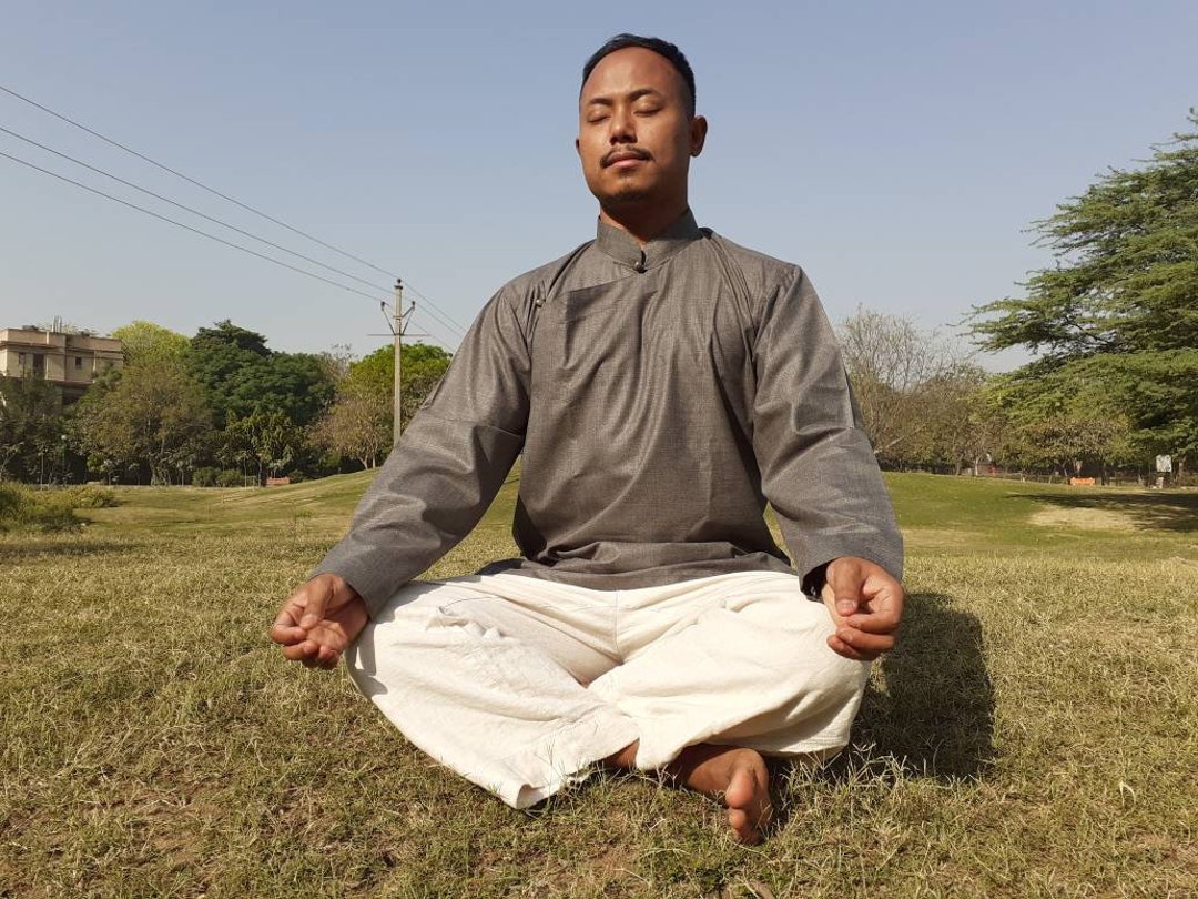 Tibetan Traditional Pure Cotton Copper Color Long Sleeves Buddhist Yogi ...