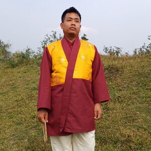 Tibetan Buddhist Monk Thick Cotton Brocade Meditation Jacket/dhonka ...