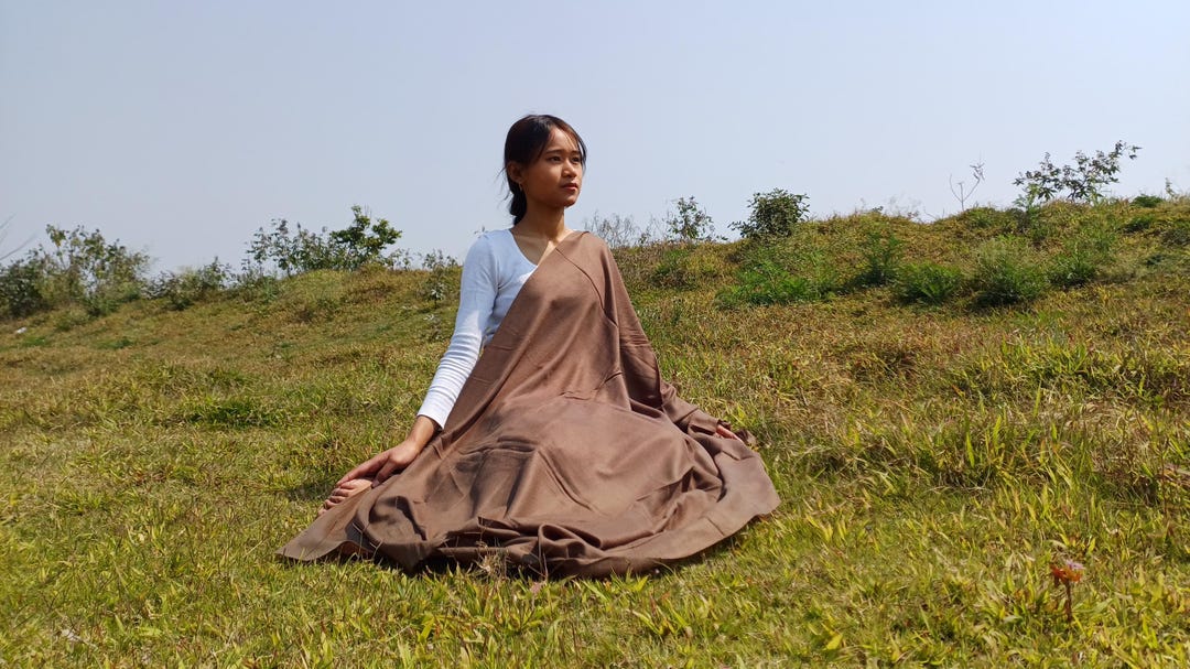 Handwoven Olive Pure Himalaya Sheep Wool Buddhist Monk Meditation Shawl ...