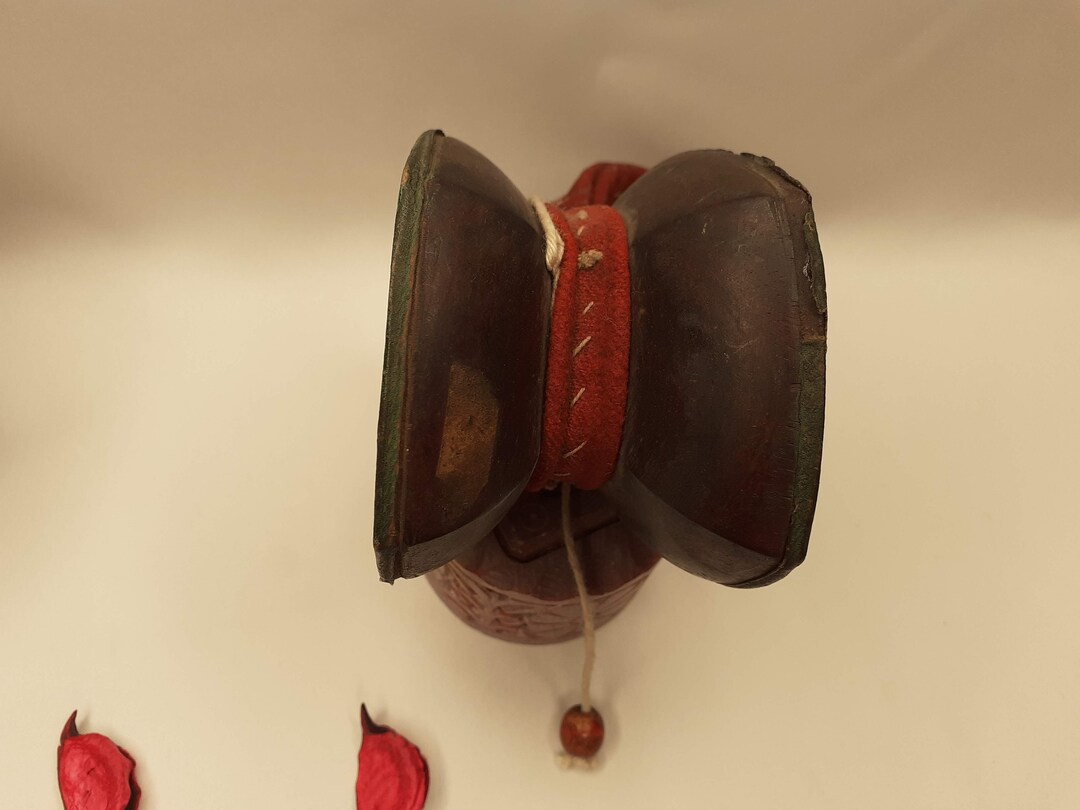 Antique Small Damaru Made From Bawa Wood Tibetan Traditional - Etsy