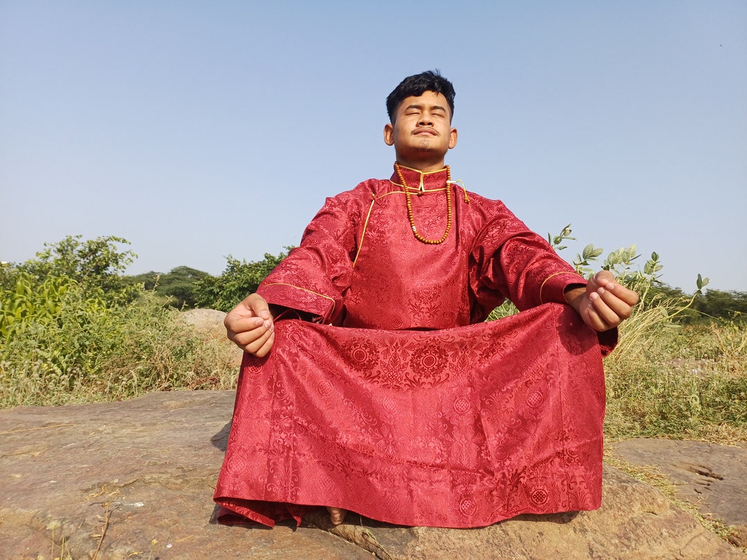 Long Layman Brocade Fabric Buddhist Meditation Robe,buddhist Monk Robe ...