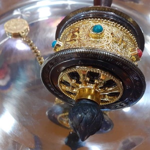Tibetan Buddhist Hand Held Prayer Wheel, Buddhist Ritual Object ...