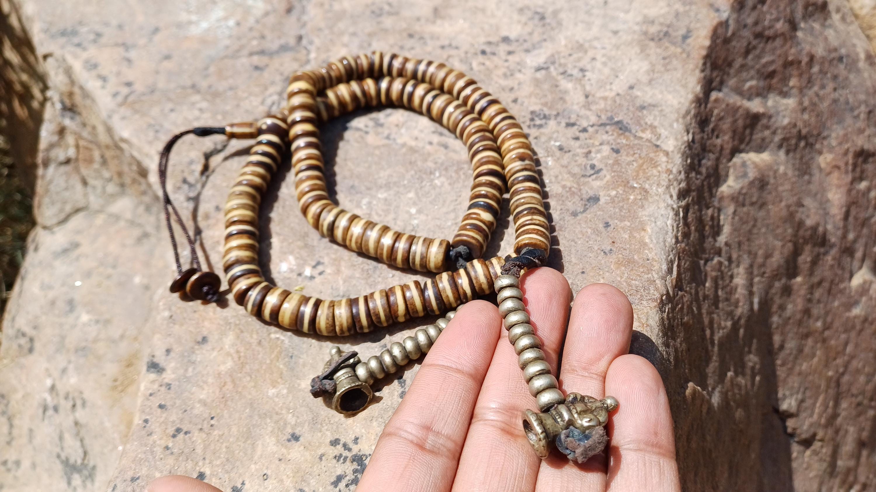 108 12mm Antique Gandhara Hand-carved Original Yak Bone Tibetan ...