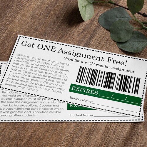 Homework Coupon - Etsy