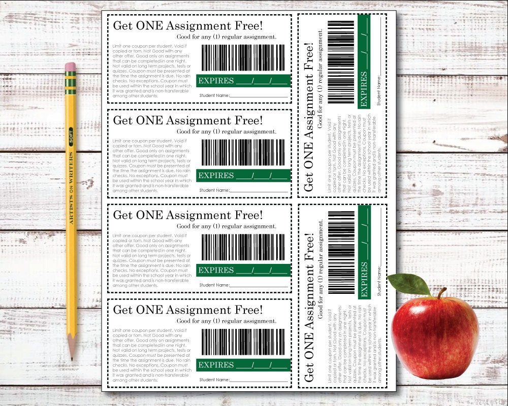 Homework Coupon - Etsy