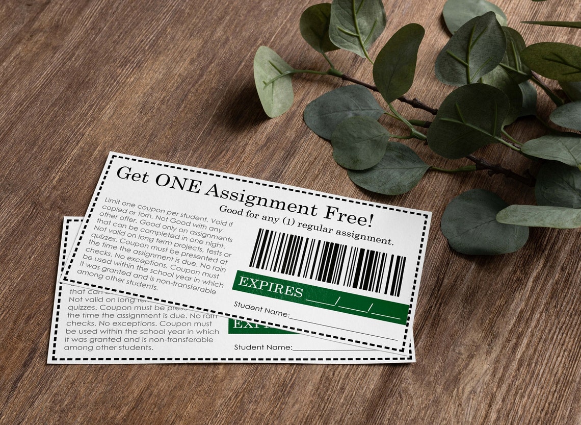 Homework Coupon - Etsy