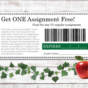 Homework Coupon - Etsy