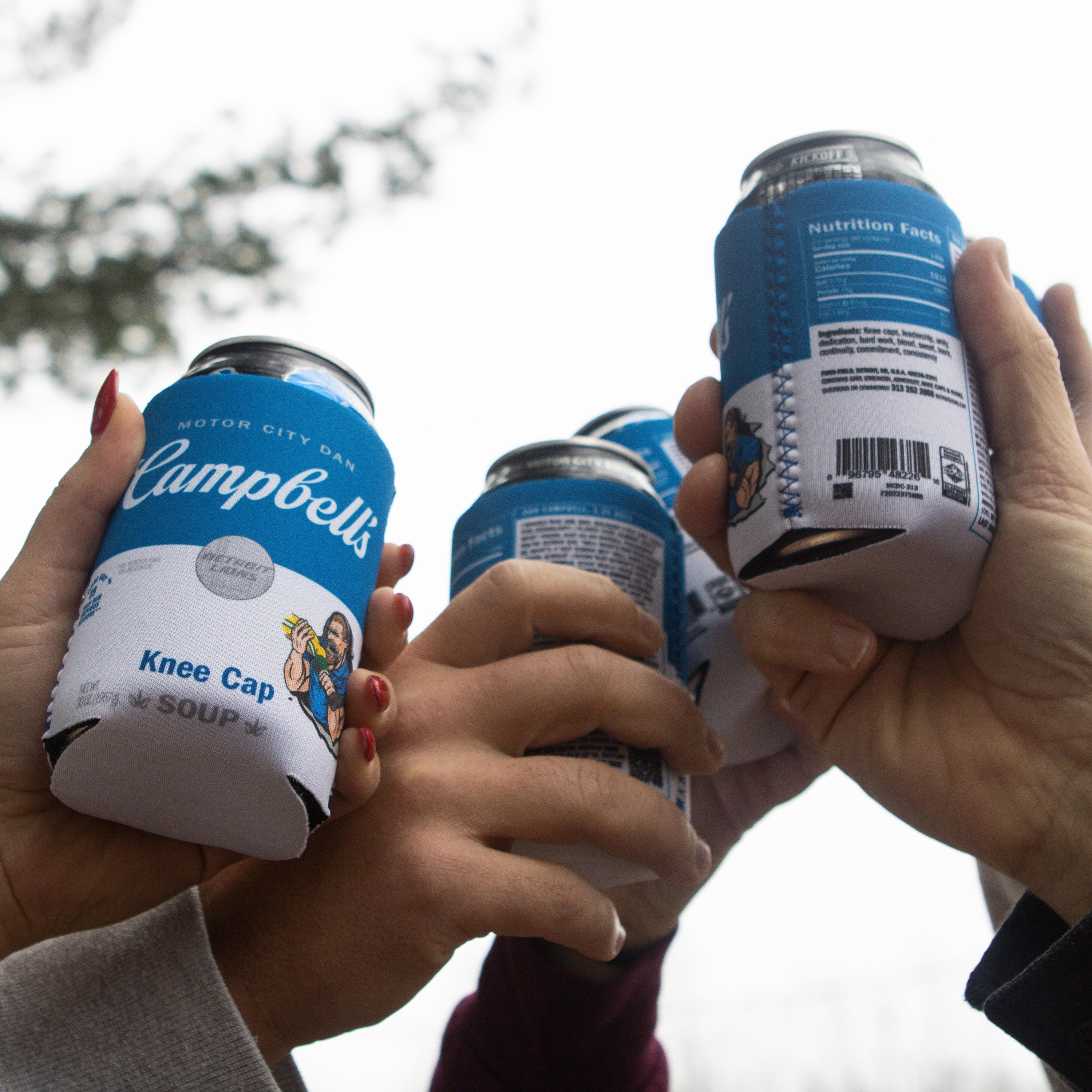 Dan Campbell's Knee Cap Soup Can Cooler - Detroit Lions - MCDC - Etsy