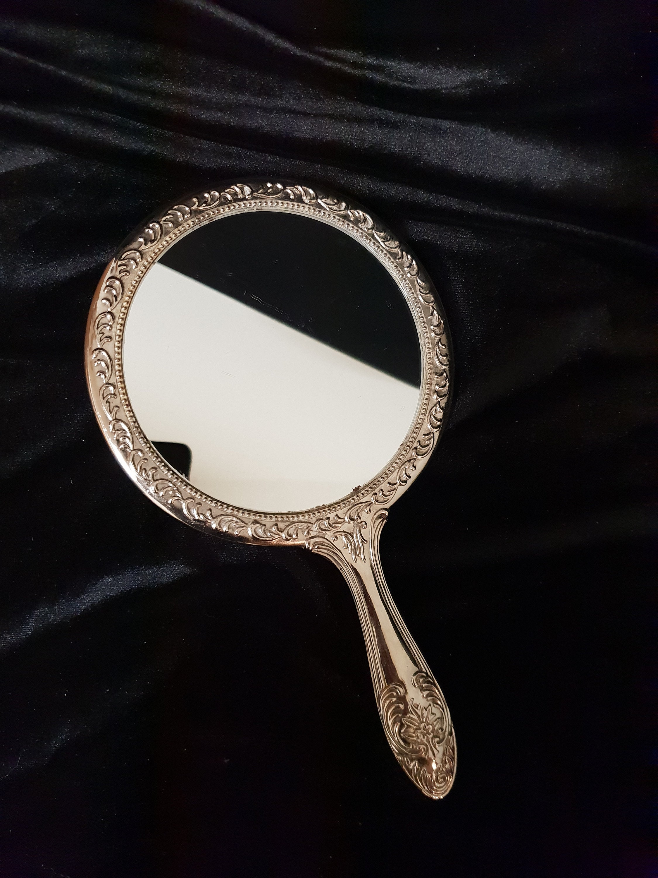 IN STOCK Stylized Vintage Silver Vanity Mirror With Skull Gothic Decor ...