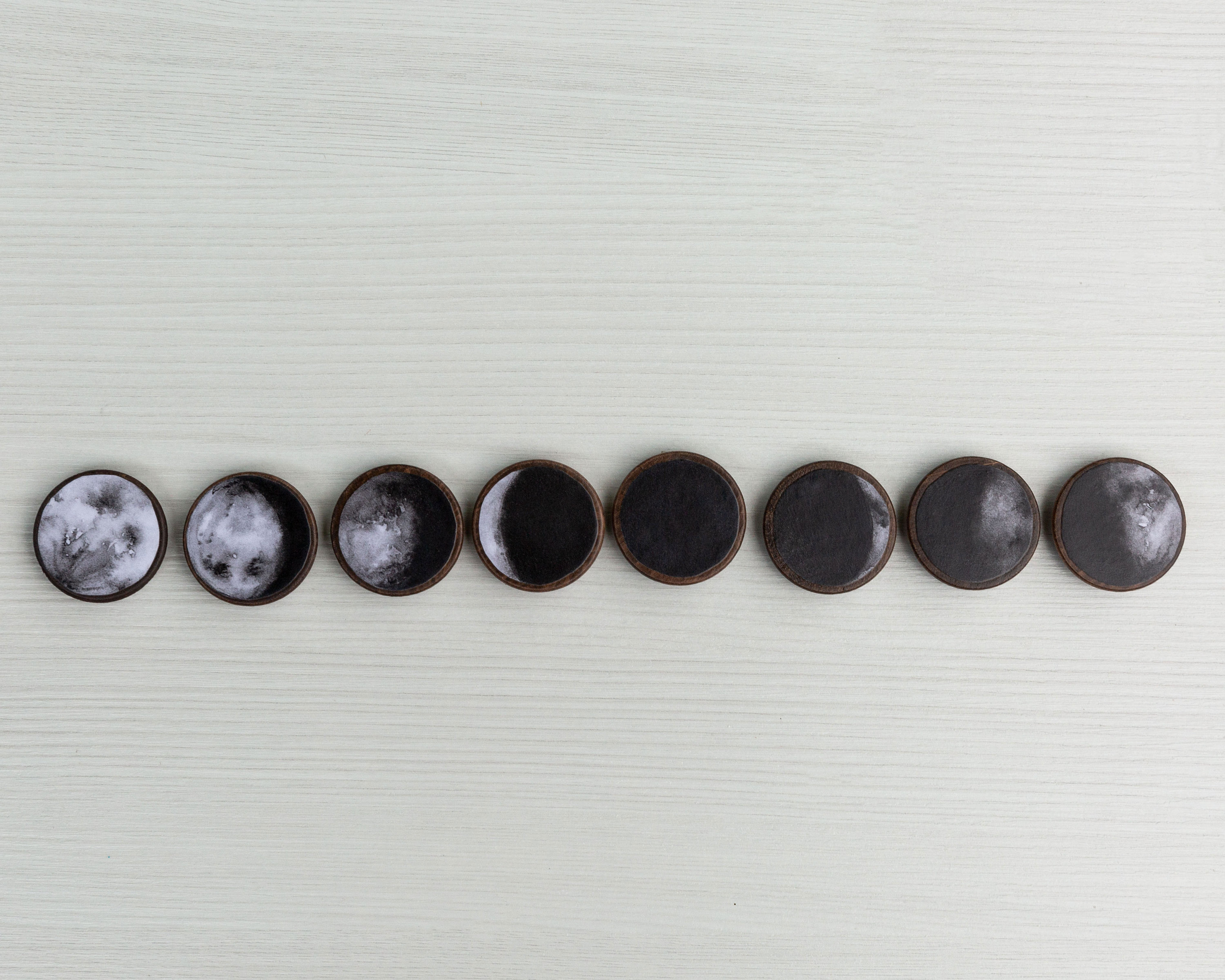 Moon Phase Magnets / Set of 8 Wooden Magnets / Black & White - Etsy Denmark