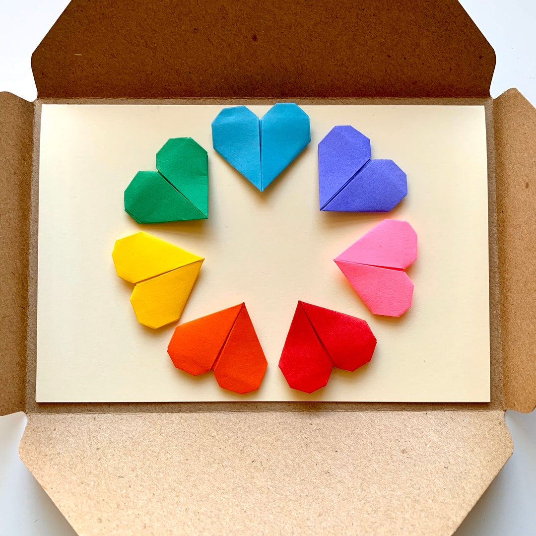 Custom DIY Card Origami Kit With Colorful Paper Hearts, Do It Yourself ...