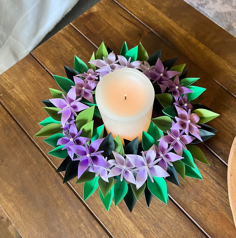 Origami Wreath With Paper Star Flowers, Handmade Holiday Wreath ...