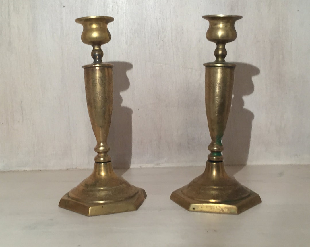 Vintage Brass Candlestick Holder - Etsy