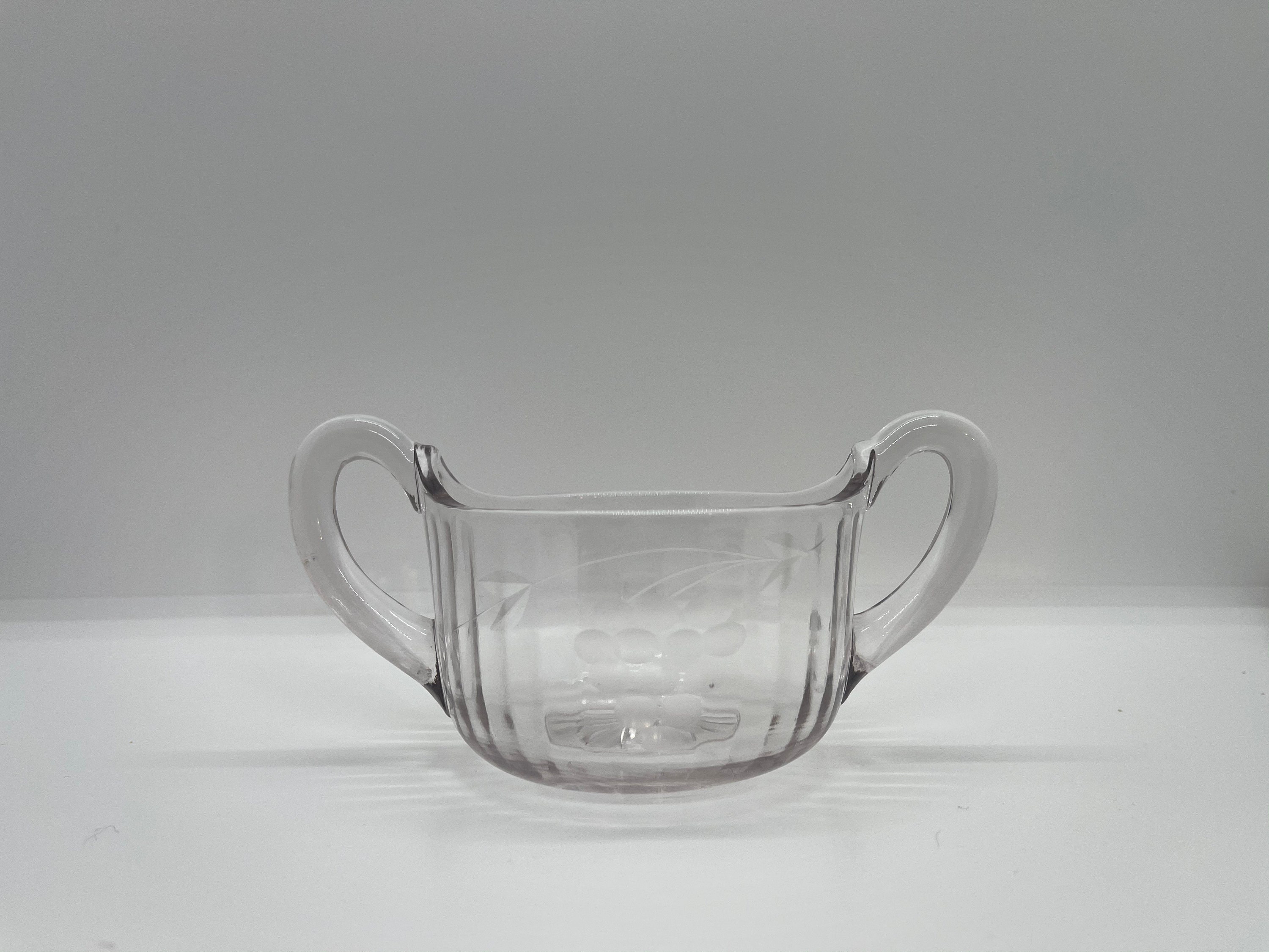 Lavender Tint Depression Glass Sugar Bowl & Creamer Set Etched Grape ...