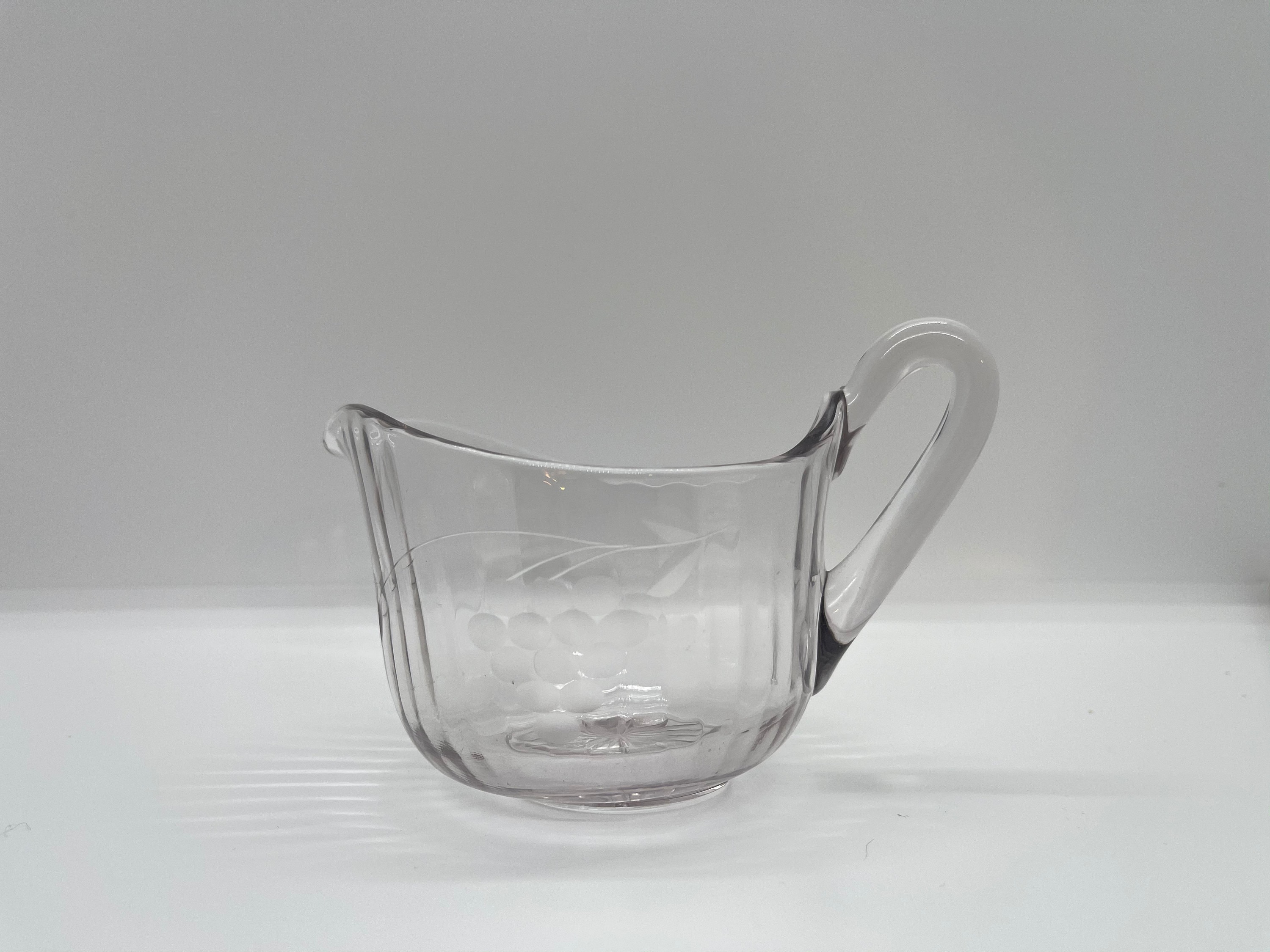 Lavender Tint Depression Glass Sugar Bowl & Creamer Set Etched Grape ...