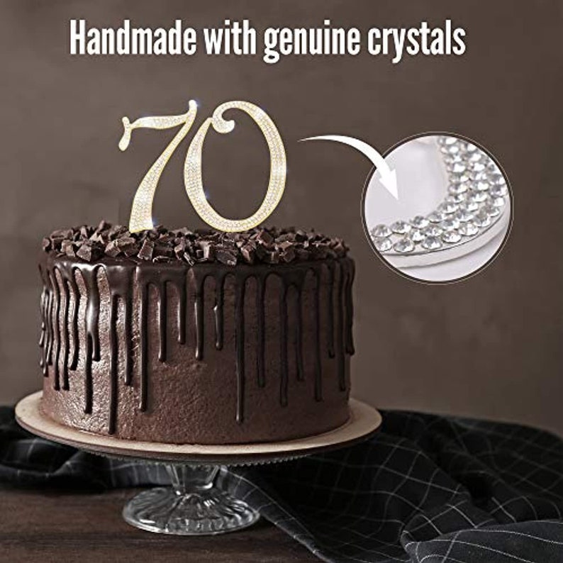 70 Topper - Gold Metal Happy Birthday, Anniversary Cake Decorations for ...
