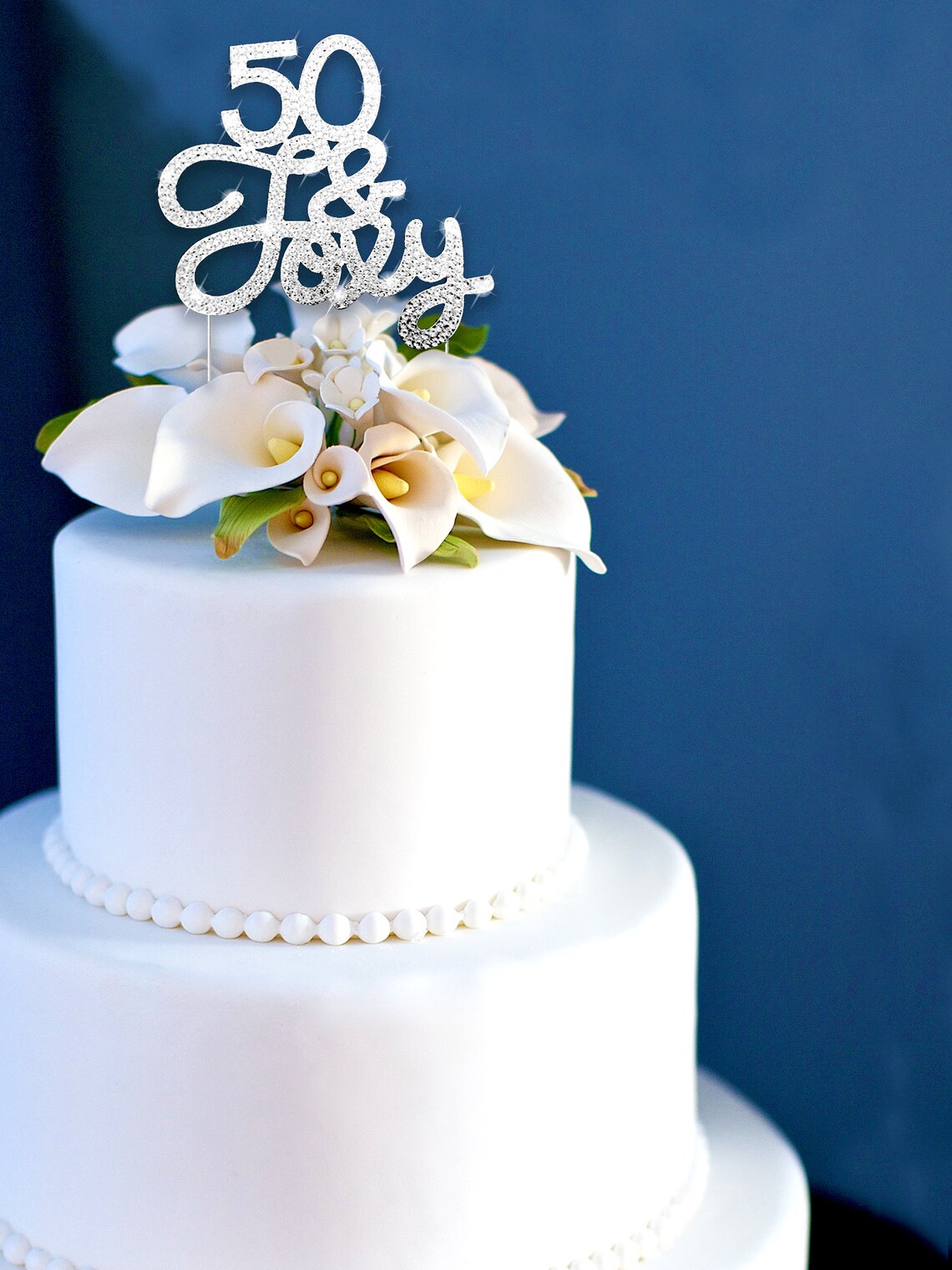 50 & Foxy, 50th Birthday Cake Topper, Crystal Rhinestones on Silver ...