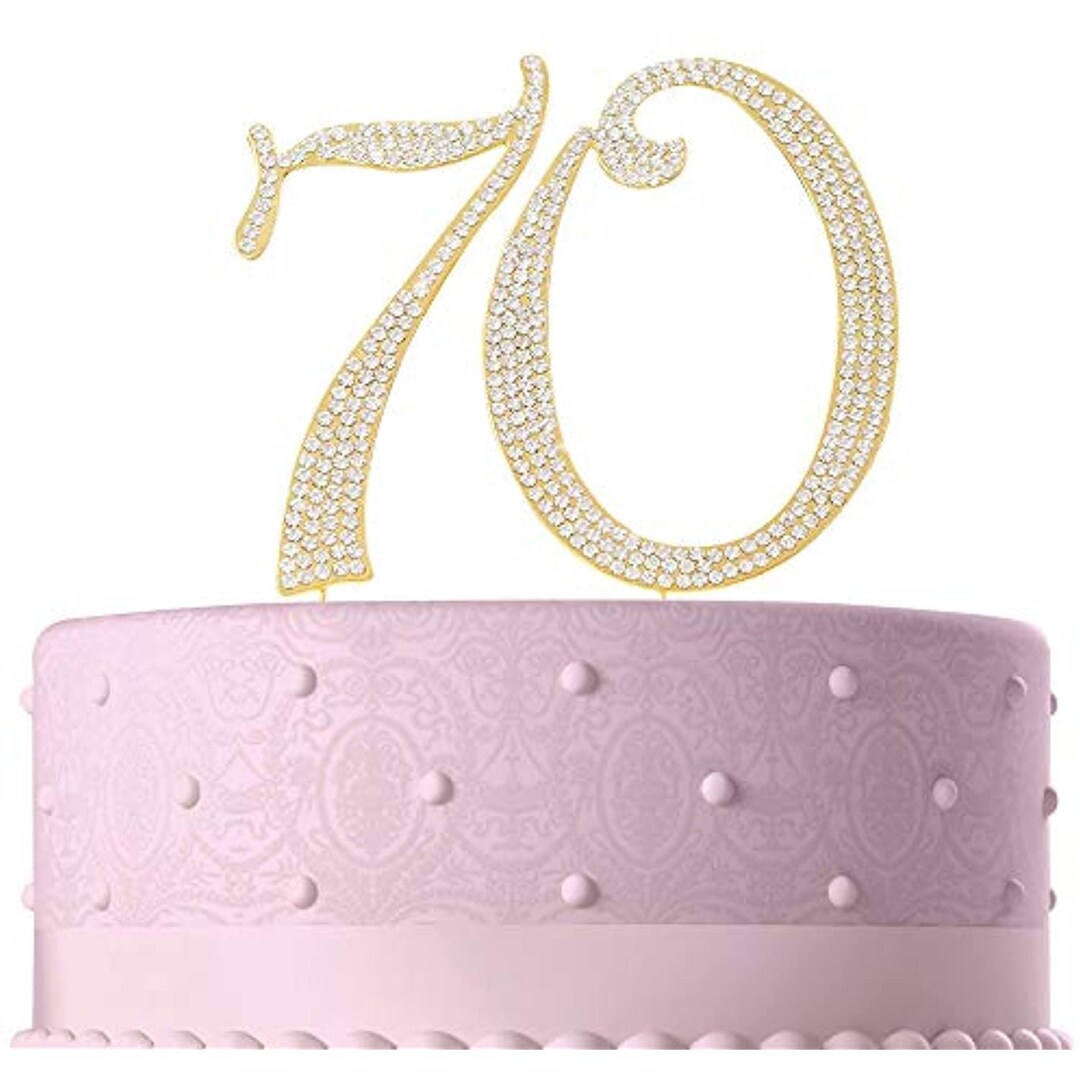 70 Topper - Gold Metal Happy Birthday, Anniversary Cake Decorations for ...
