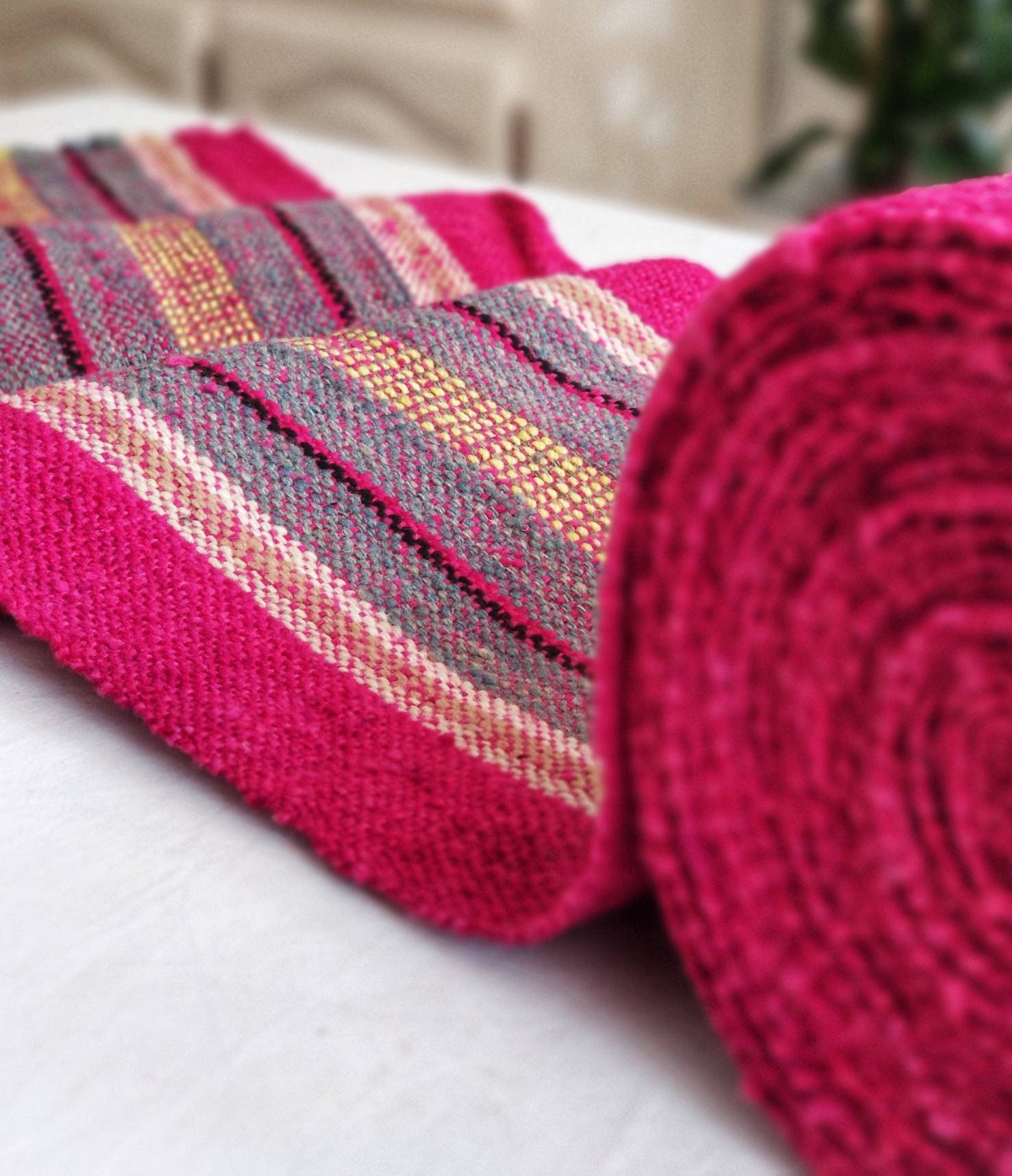 Wool Tape 30cm Table Runner Hand-knitted Loom Boho - Etsy