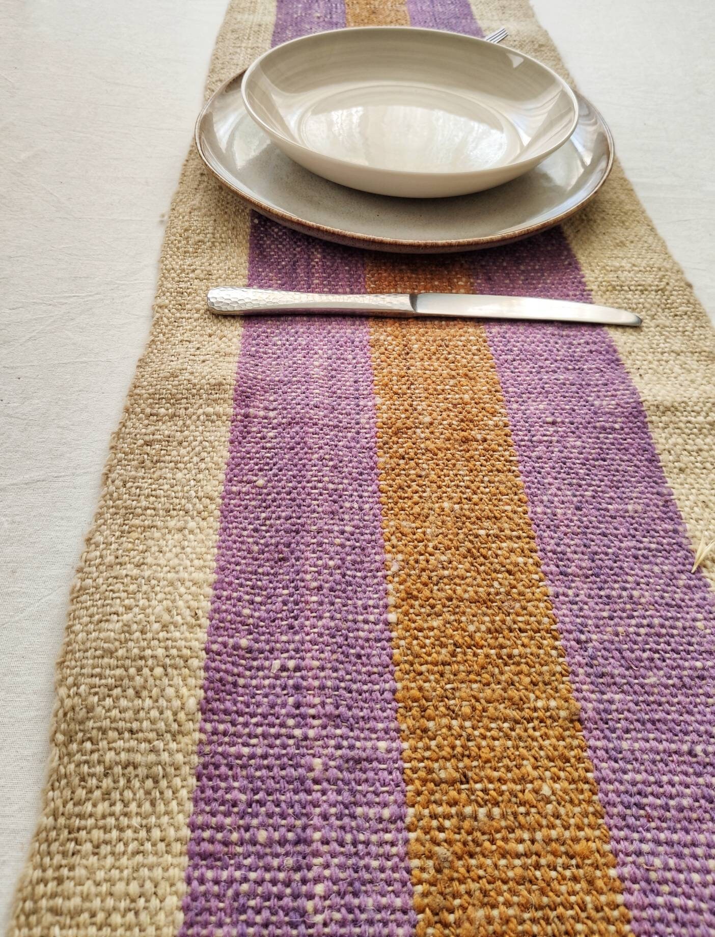 Wool Tape 30cm Table Runner Hand-knitted Loom Boho - Etsy Ireland