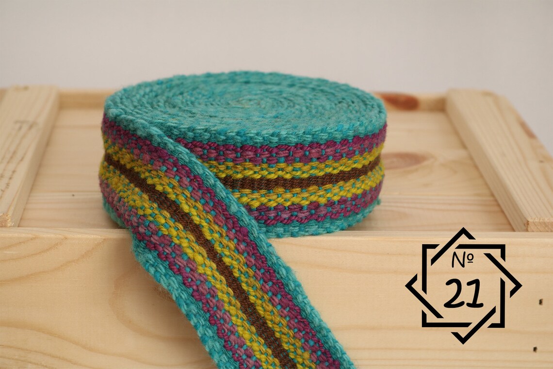 Knitted wool ribbon by hand Lace trims Trimmings Geometric | Etsy