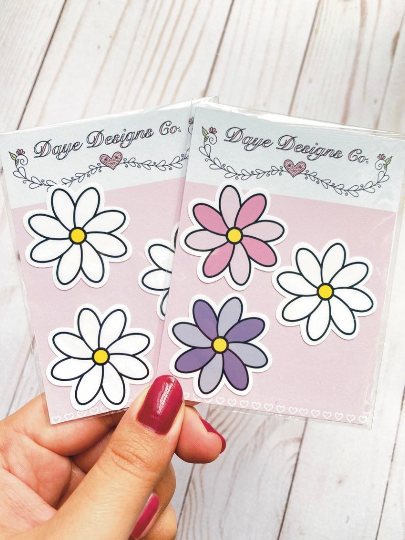 Set of 3 Small Laminated Vinyl Flower Sticker Packs Small - Etsy