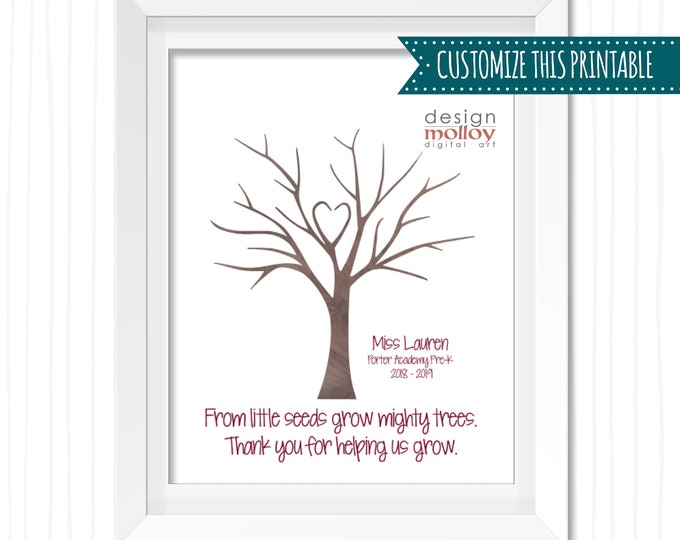 INSTANT DOWNLOAD Editable Sunflower Teacher Appreciation Gift ...