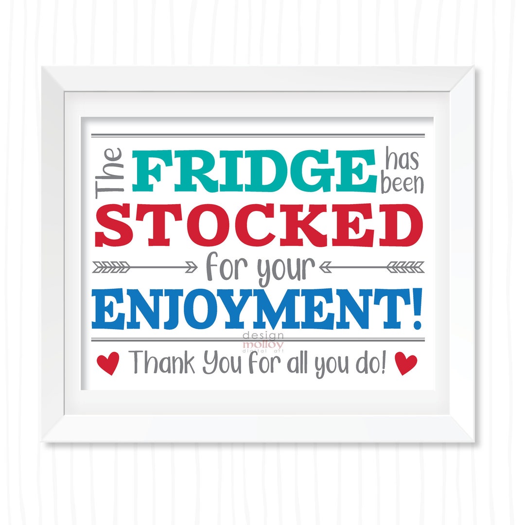 Thank You Sign Stocked Fridge Printable Staff Appreciation Refreshments ...