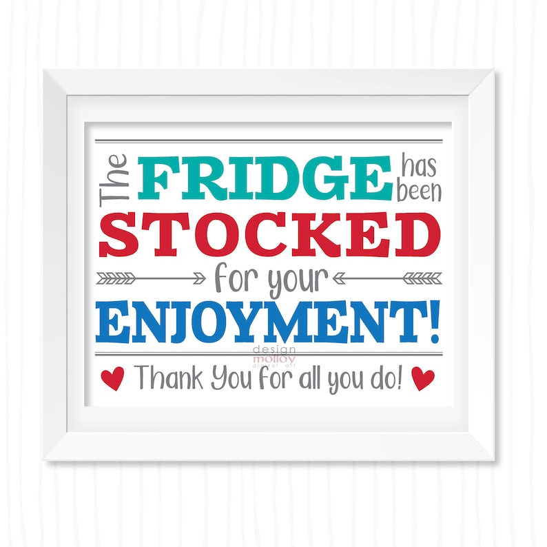 Thank You Sign Stocked Fridge Printable Staff Appreciation Refreshments ...