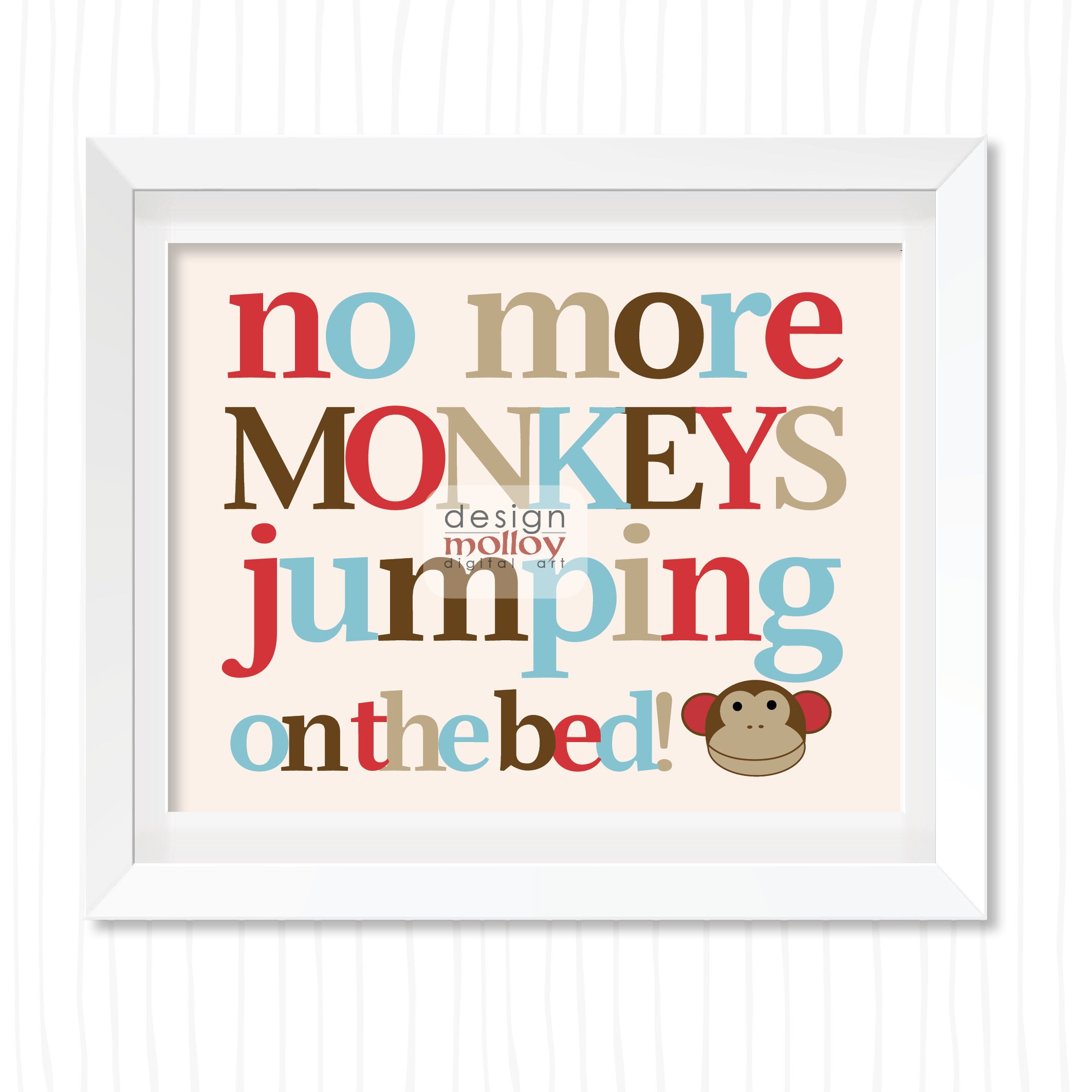 Nursery Decor Nursery Wall Art No More Monkeys Jumping on the Bed ...