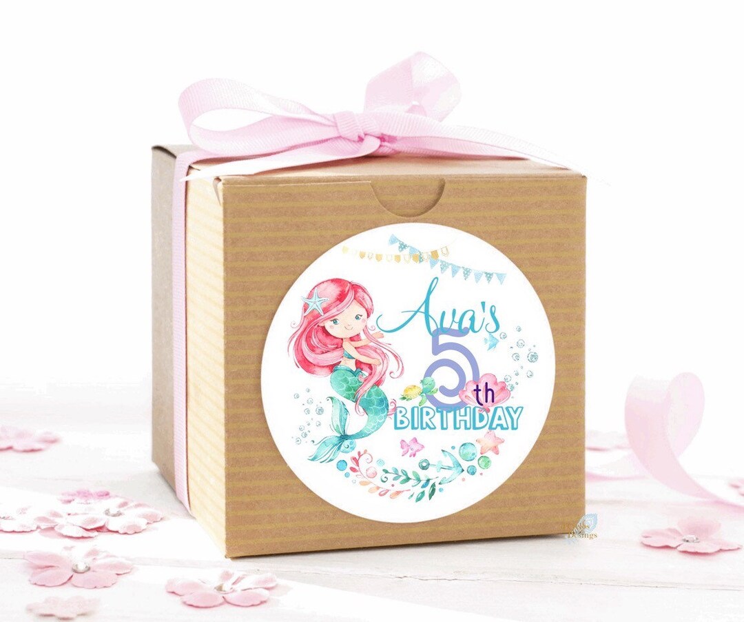 Mermaid Birthday Labels, Mermaid Birthday Stickers, Mermaid Favors ...