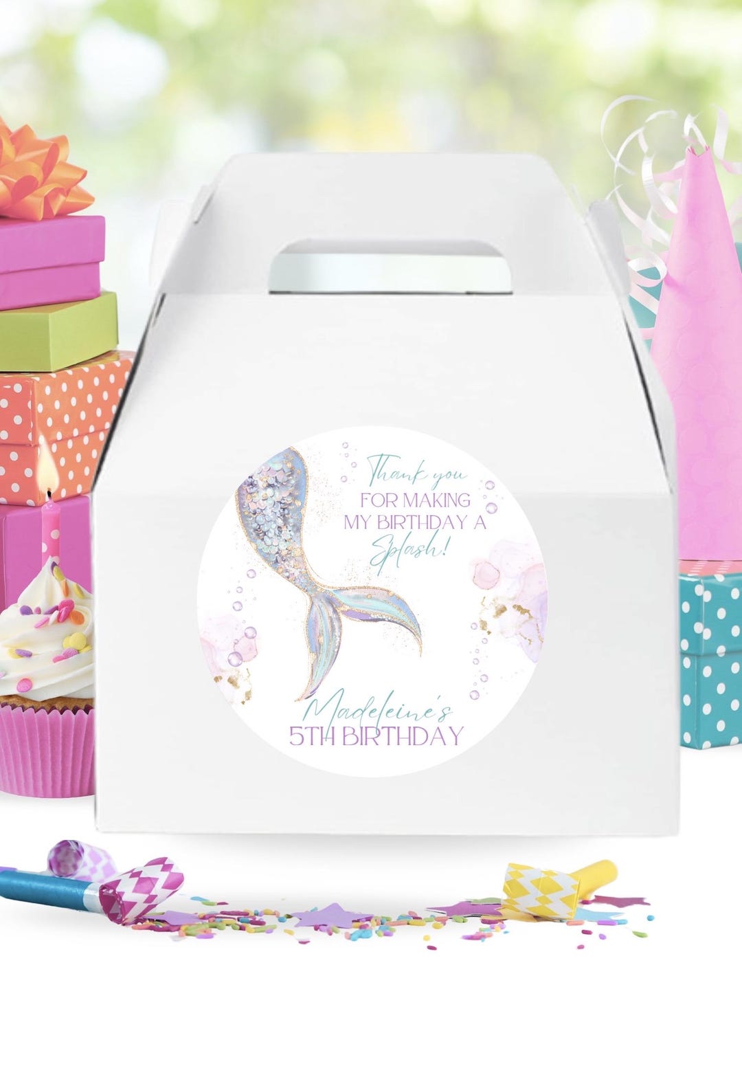 Mermaid Birthday Labels, Mermaid Birthday Stickers, Mermaid Favors ...