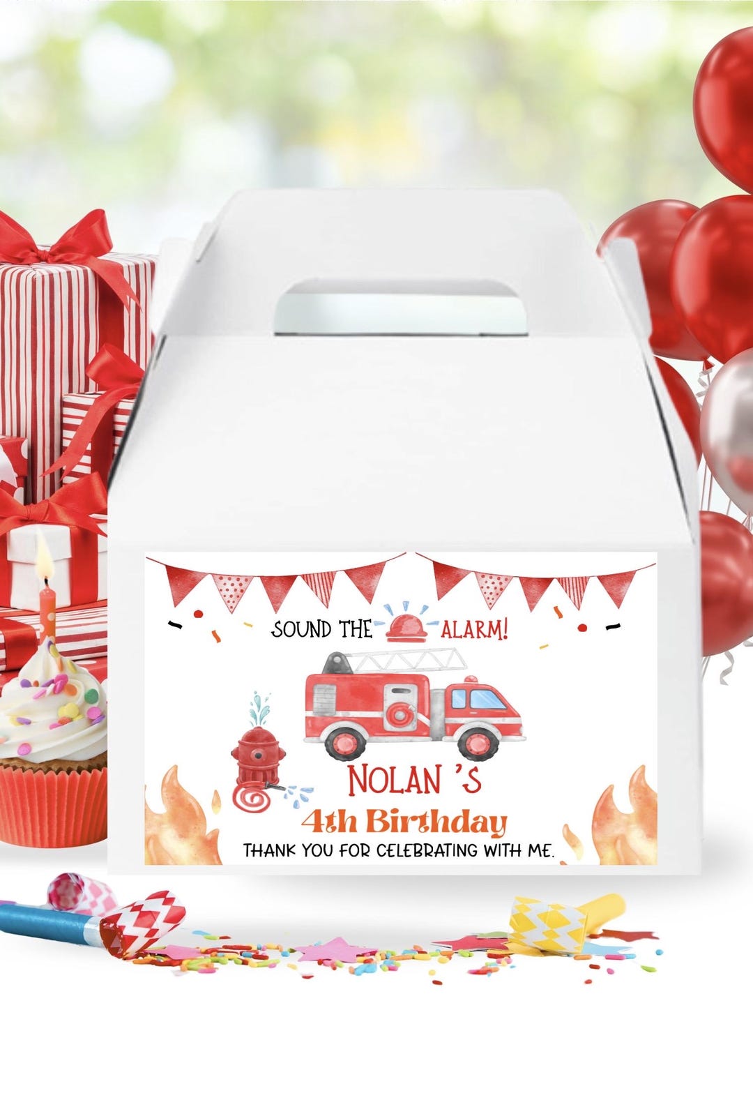 Fire Truck Birthday Favor Label, Fireman Favor Tags, Fire Department ...