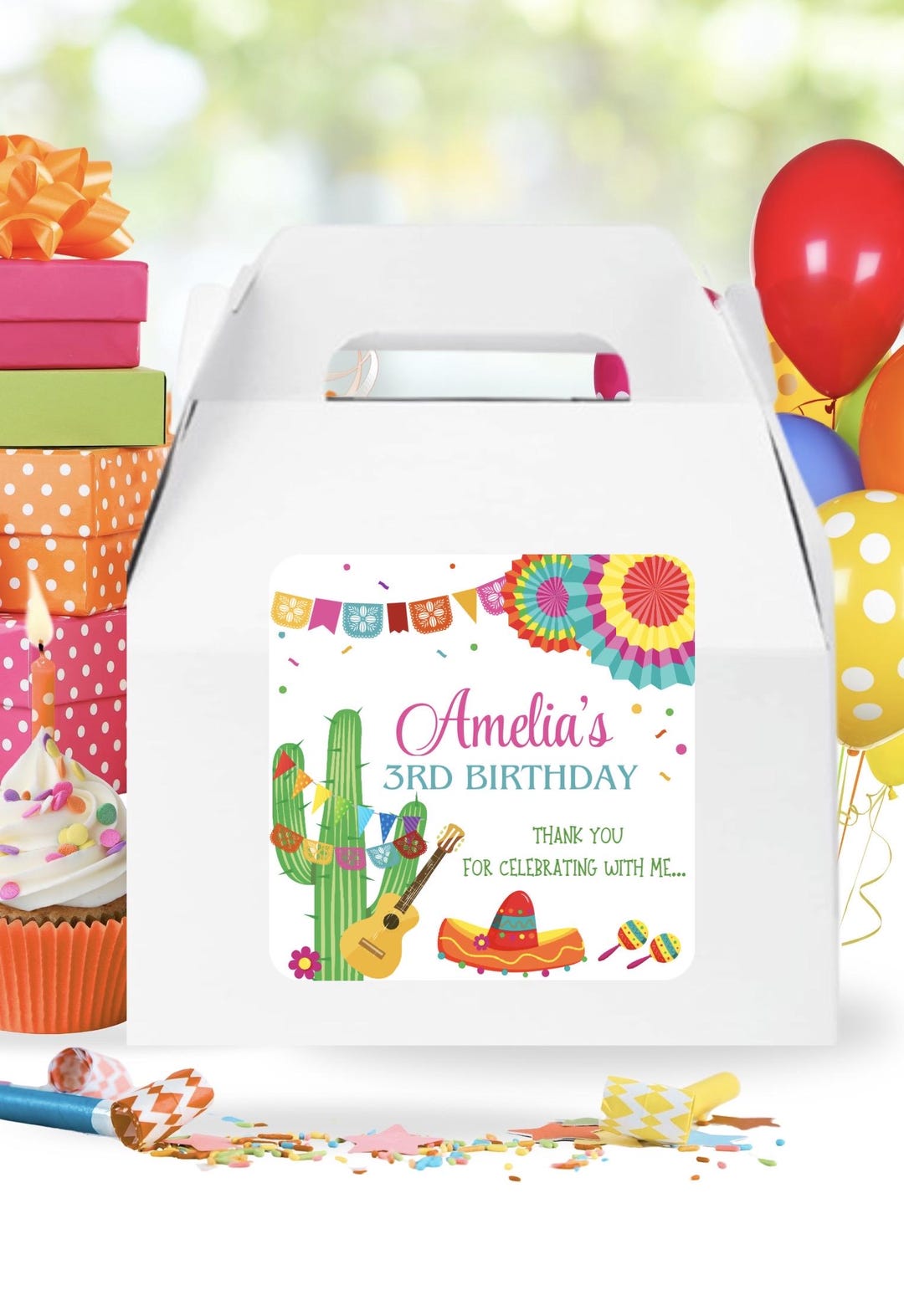 Fiesta Birthday Labels, Fiesta Favors Sticker, Fiesta Party Labels ...