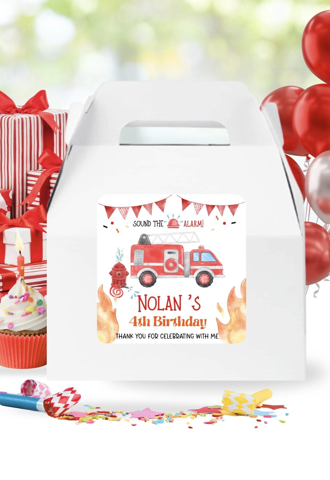 Fire Truck Birthday Favor Label, Fireman Favor Tags, Fire Department ...