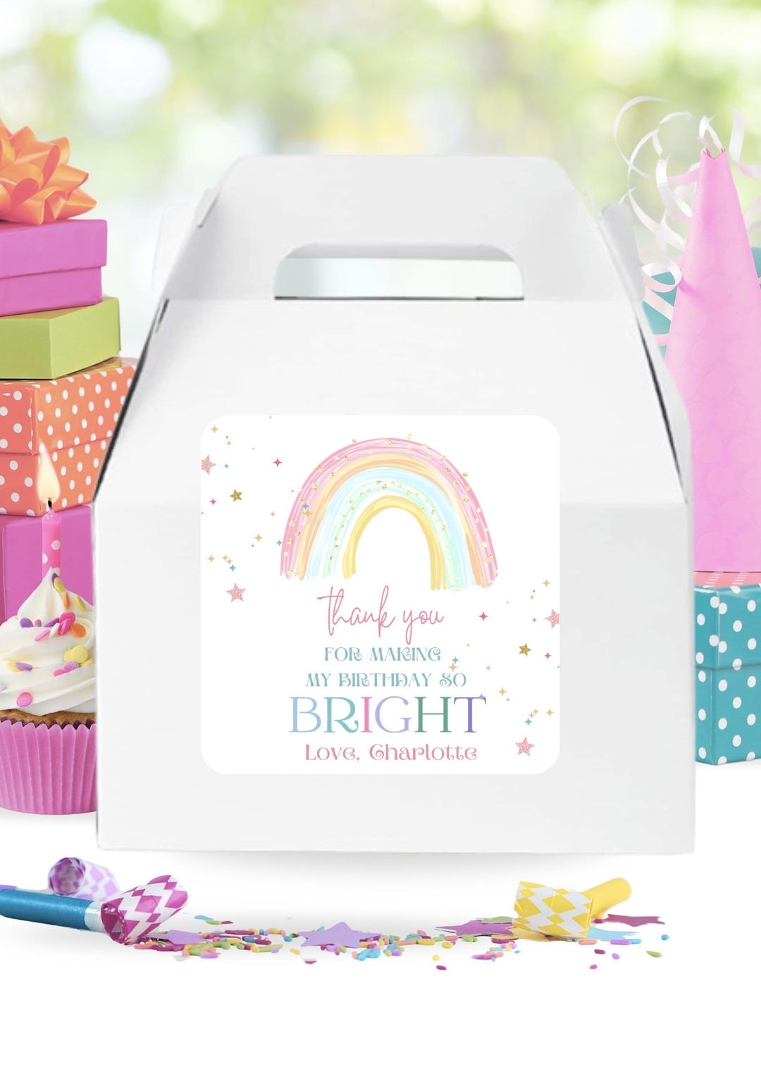Rainbow Birthday Labels, Rainbow Favors Labels, Rainbow Birthday Favors ...
