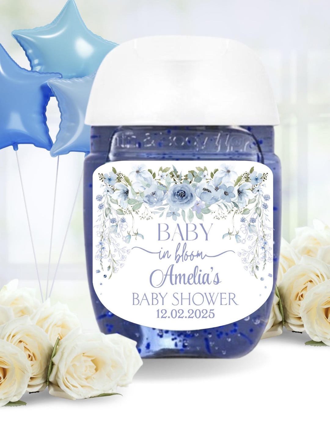 Baby in Bloom Baby Shower Labels, Baby in Bloom Baby Shower Sanitizer ...