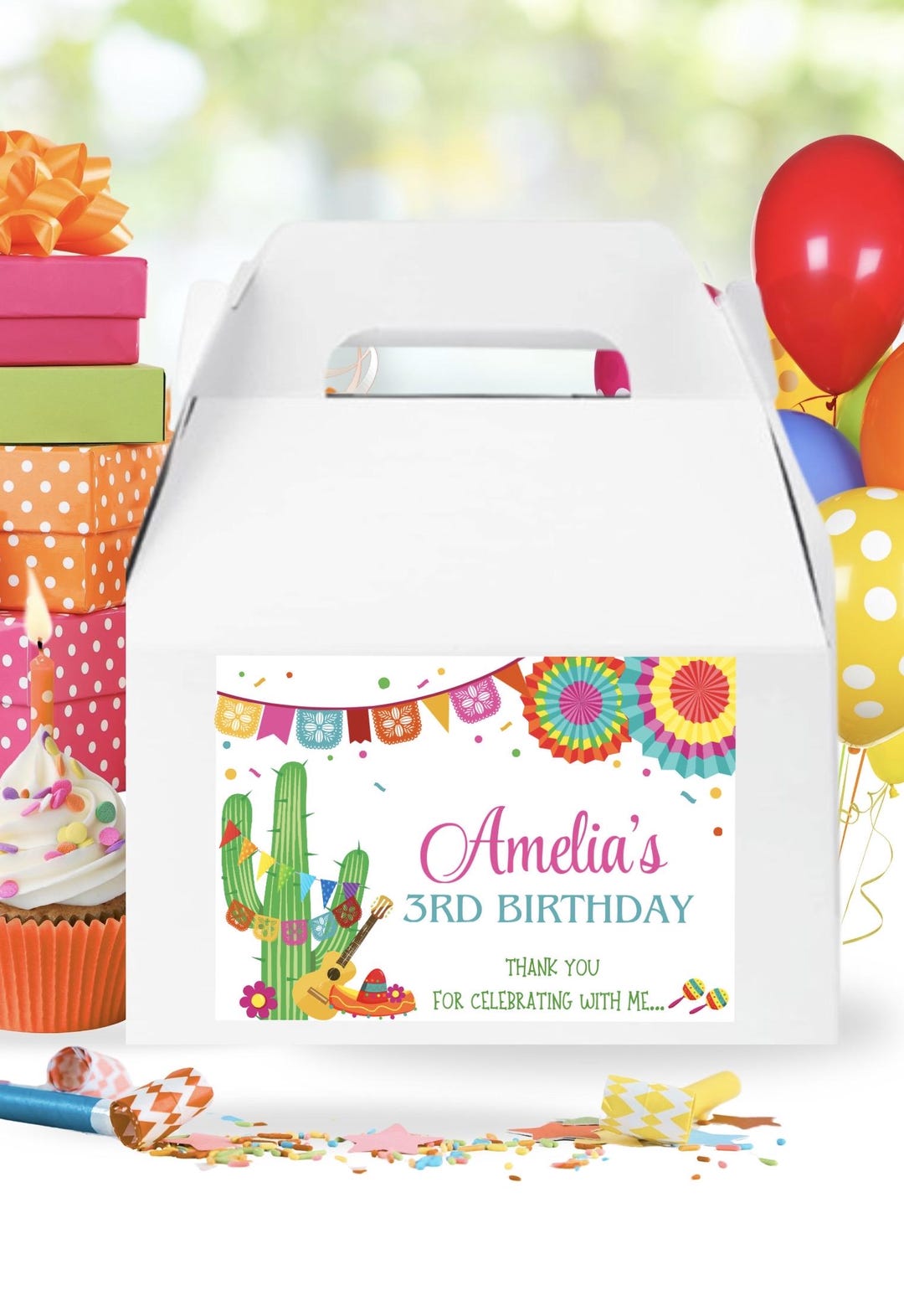 Fiesta Birthday Labels, Fiesta Favors Sticker, Fiesta Party Labels ...