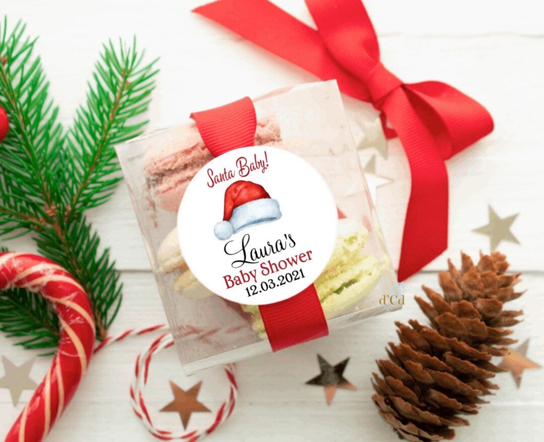 Christmas Favors Labels, Santa Baby Shower Labels, Christmas Birthday ...
