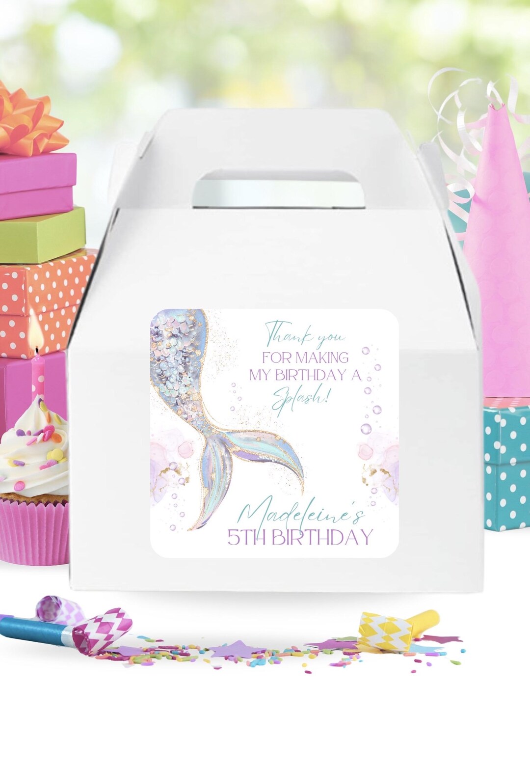 Mermaid Birthday Labels, Mermaid Party Stickers, Mermaid Favors Labels ...